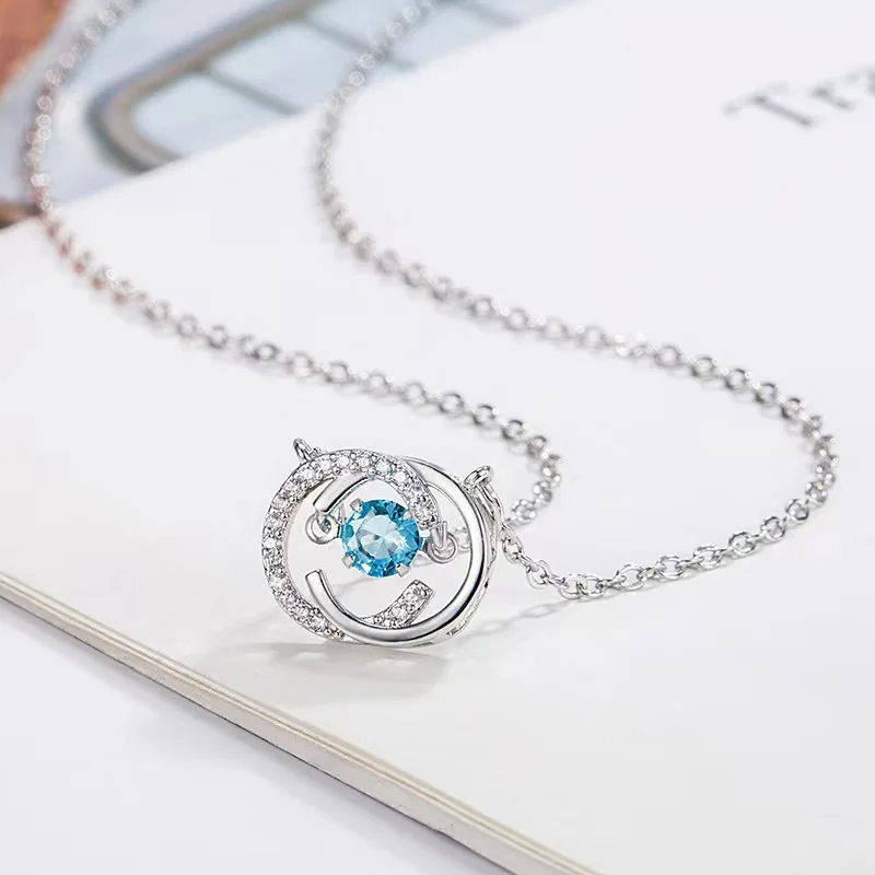 VANA Fashion Dancing White Blue Zircon Necklace Fine Crafted Sterling ...
