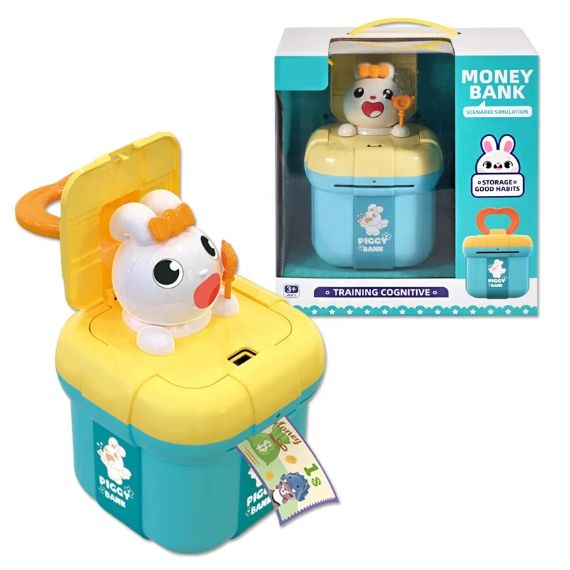 Kids Toy Money Bank Cartoon Rabbit Piggy Bank Mini ATM Savings Machine ...
