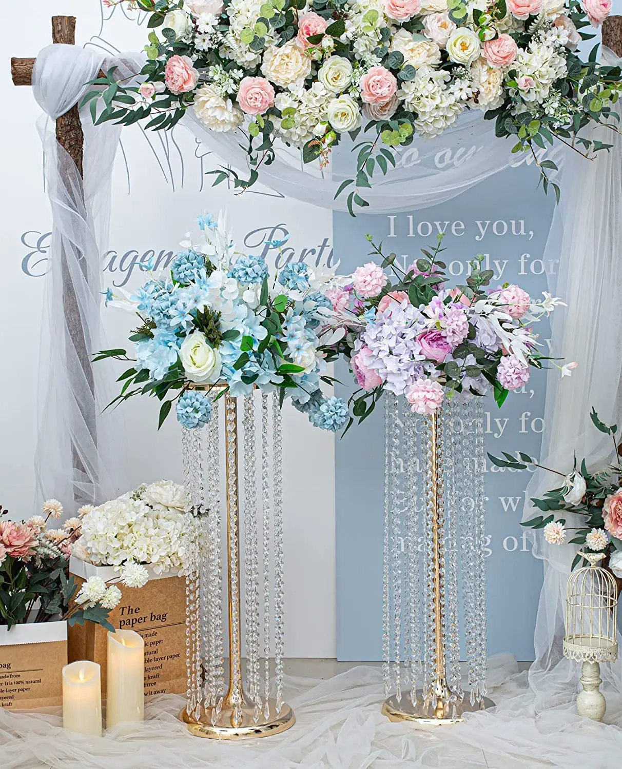Luxurious Crystal Flower Stand Wedding Centerpieces On Floor Tall Metal ...