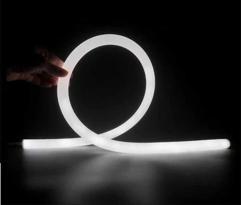 360° Glowing Round LED Neon Tube Rope Lamp - Flexible Silicone Strip ...