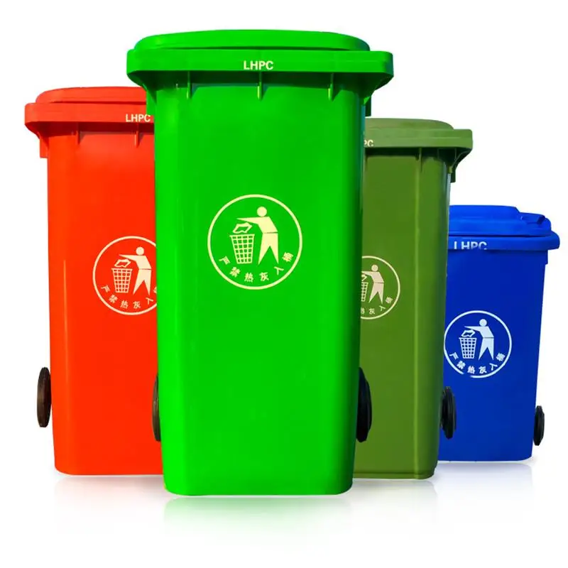 Outdoor Plastic Wheelie Bin Mobile Garbage Trash Can With Wheels 120l ...