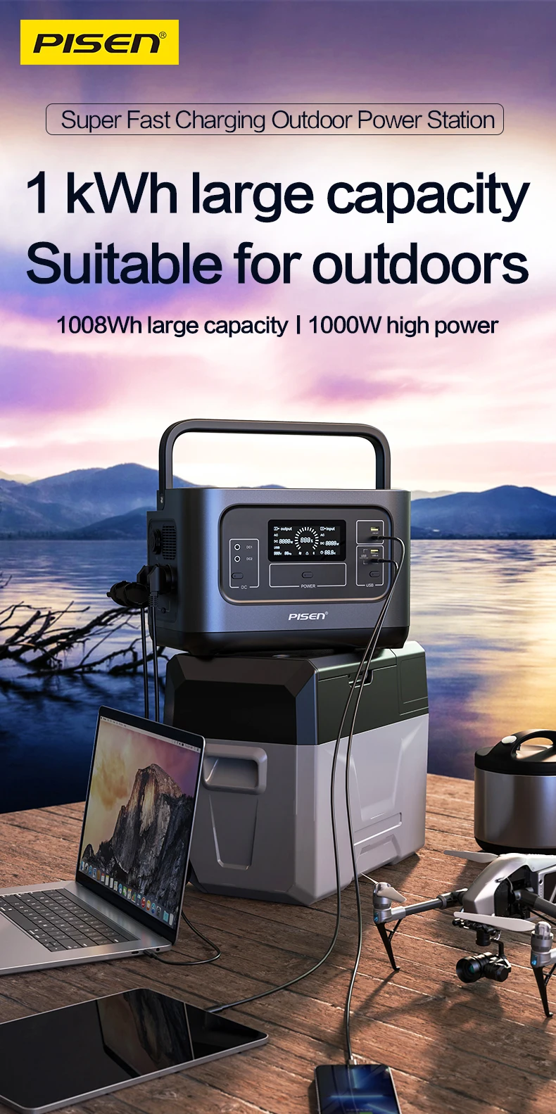 Pisen Portable Power Station - 1008wh Lifepo4 Battery Pack