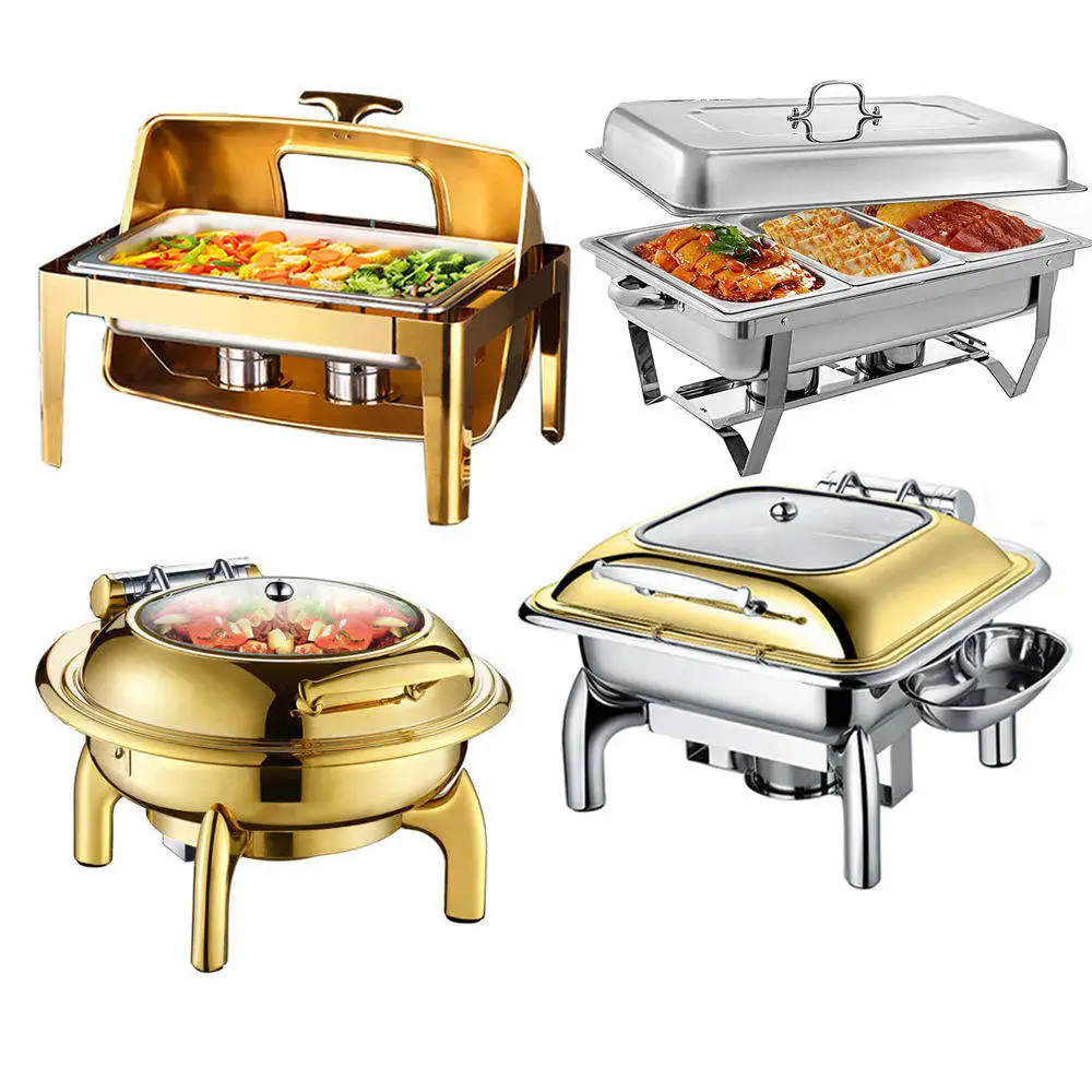 Luxury Buffet Chafing Dish In Dubai Stainless Steel Chef 9 Litre Food Warmer Gold And Silver ...