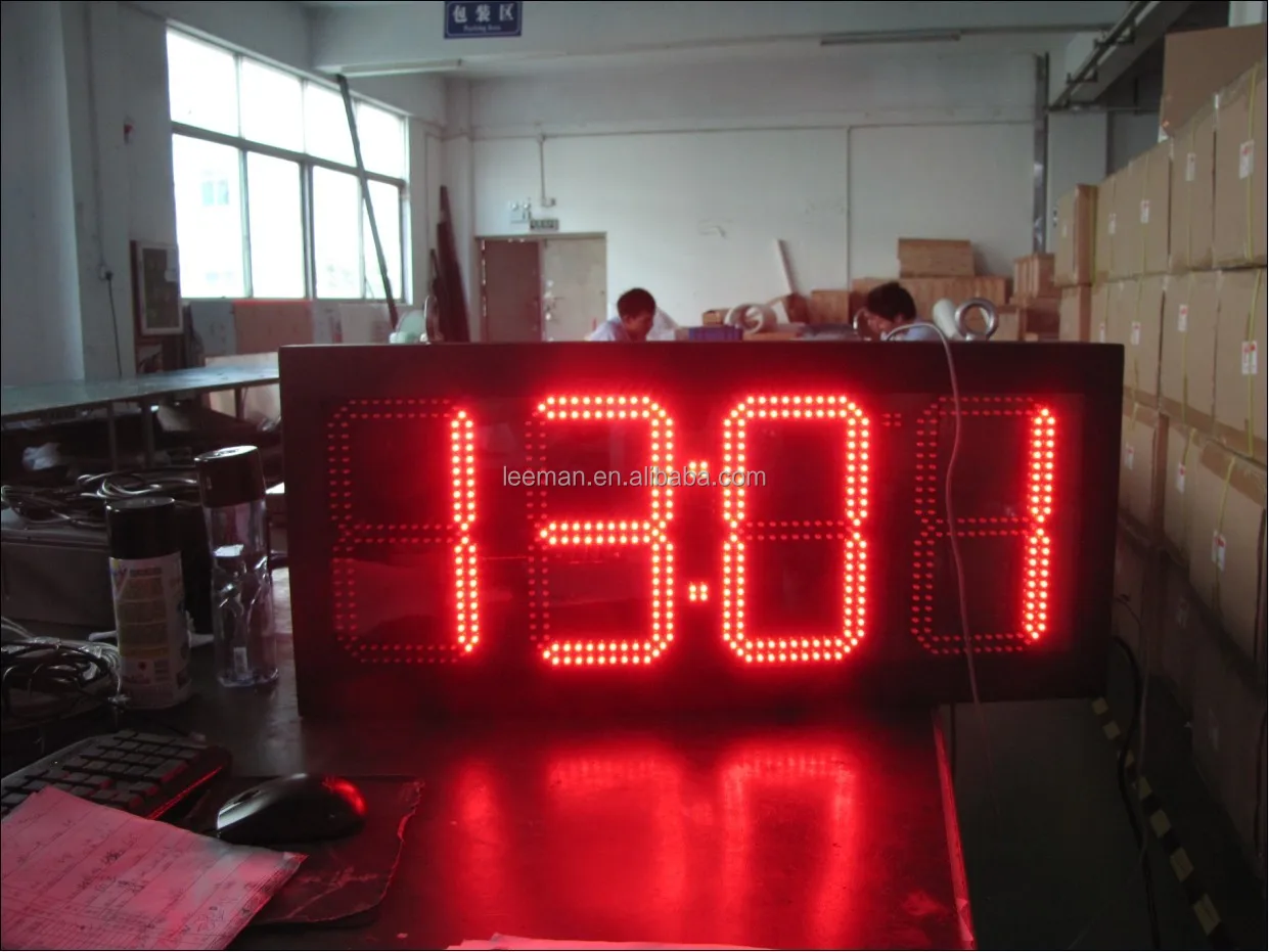 Outdoor Led Clock Time Date Temperature Sign 6 Digit Led 7 Segment ...