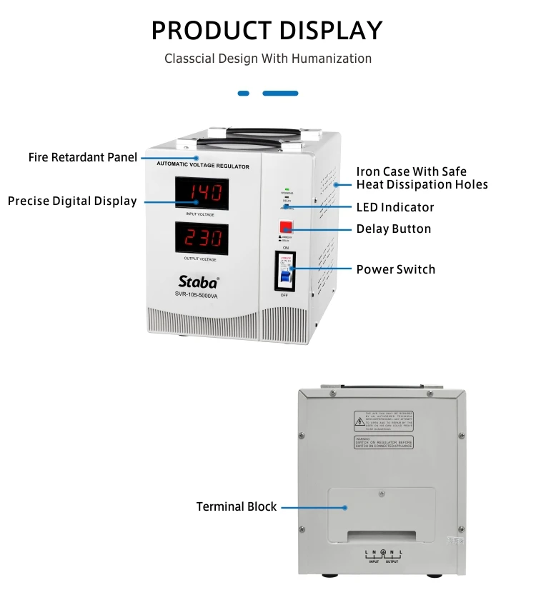 230/220v Ac 5000w Single Phase Led Power Automatic Voltage Stabilizer ...
