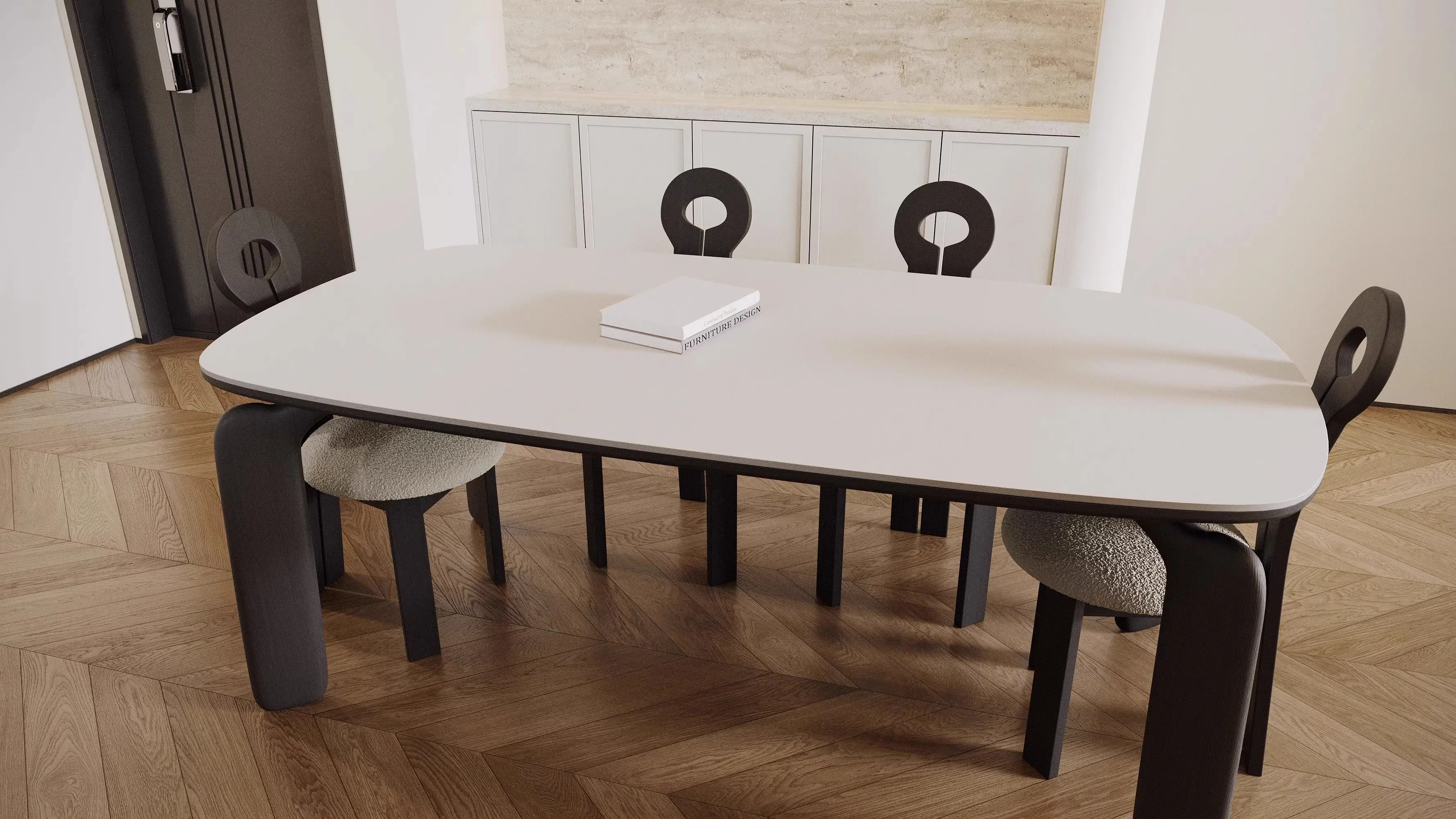 Solid Wood Retro Table Rock Board Ash Wood Table Rectangular Modern ...
