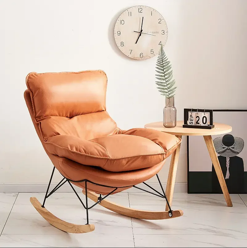 Hot Sale Modern Wooden Fabric Backrest Modern Rocking Chair For Living ...