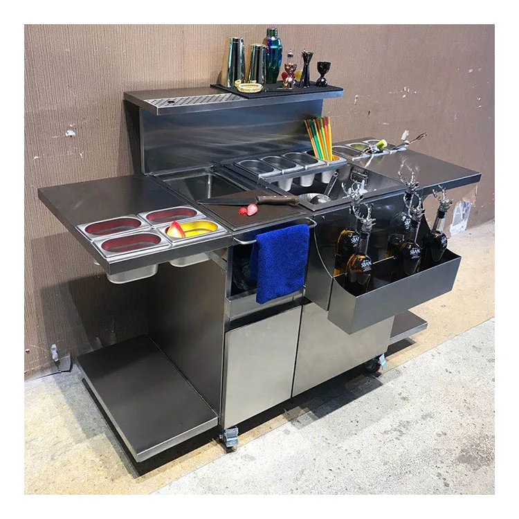 Modern Design Stainless Steel Mobile bar counter portable cocktail bar ...