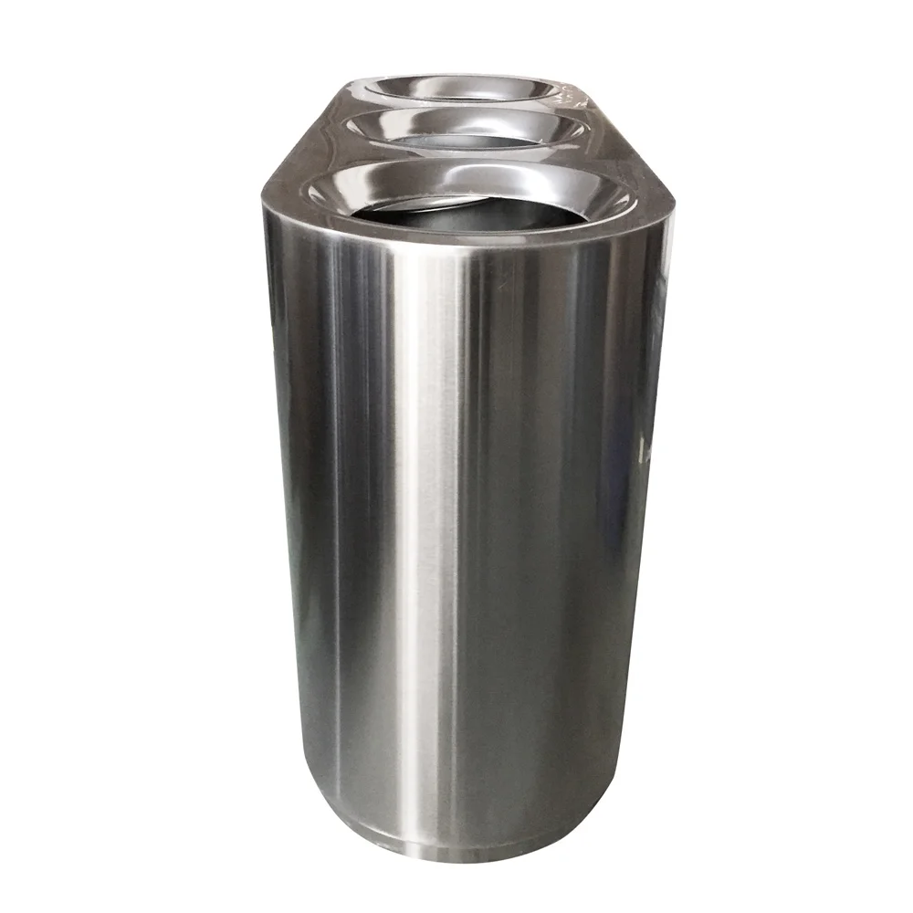 Hotel Stainless Steel 4 Compartments Recycle Bin Commercial Trash Can 4 ...