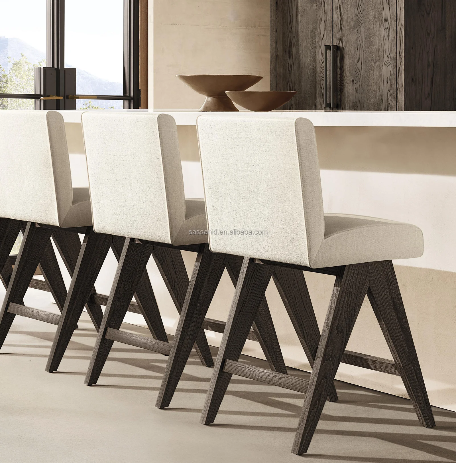 Sassanid Original Oem Midcentury-modern Solid Oak Stool Restaurant Bar ...