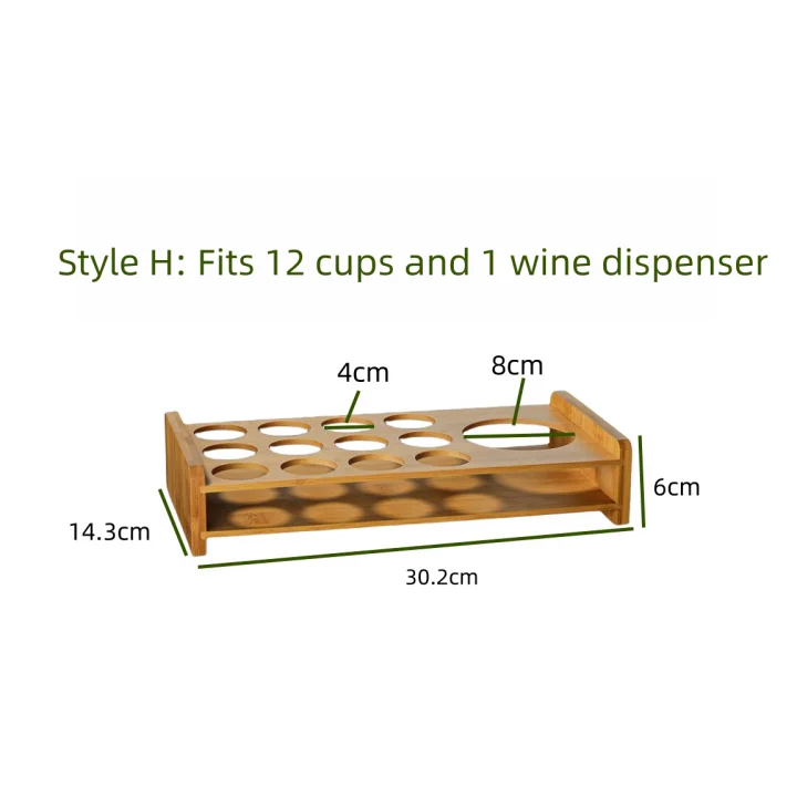 Countertop Solid Bamboo Glasses Display Rack Shot Glasses Drink Holder ...