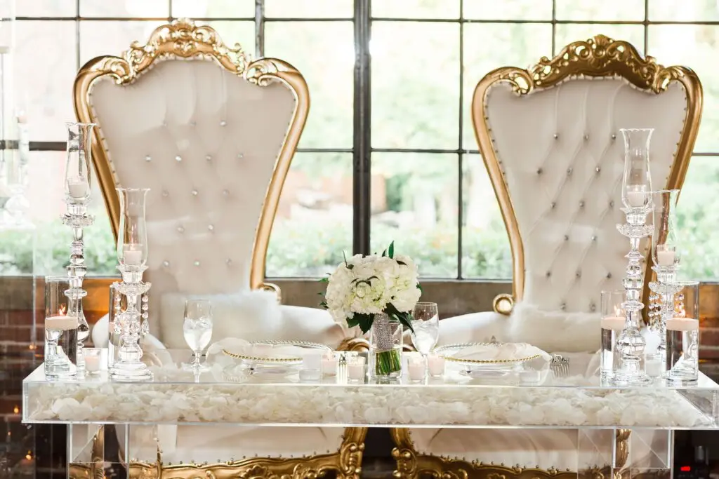 Royal Luxury High Back Party Rental Chairs - Gold Throne