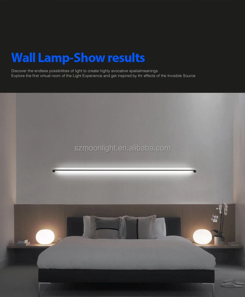 Minimalist Long Strip Wall Lamp 8W 12W 16W Black Background Decorative ...