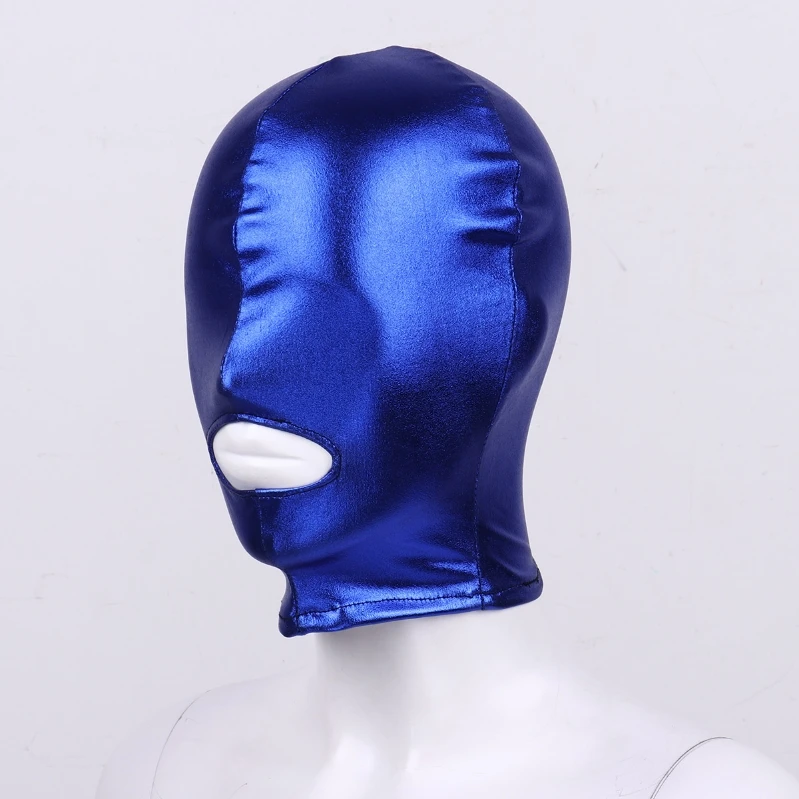 Unisex Men Or Women Latex Shiny Metallic Open Mouth Hole Headgear Full ...