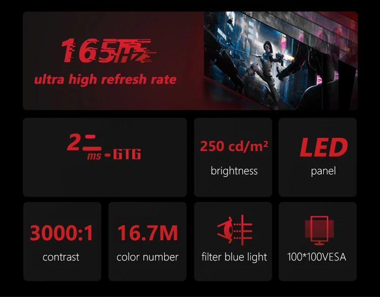 27inch Wide Screen Curved Monitor Rotating 1080P FHD 2k 165hz 1ms OEM ...