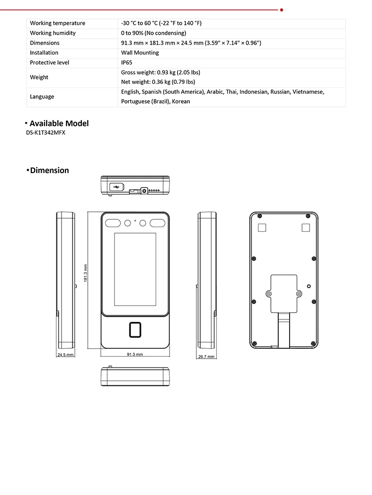 Original English Version Hik Ds-k1t342 Mfx Value Series Face Access ...