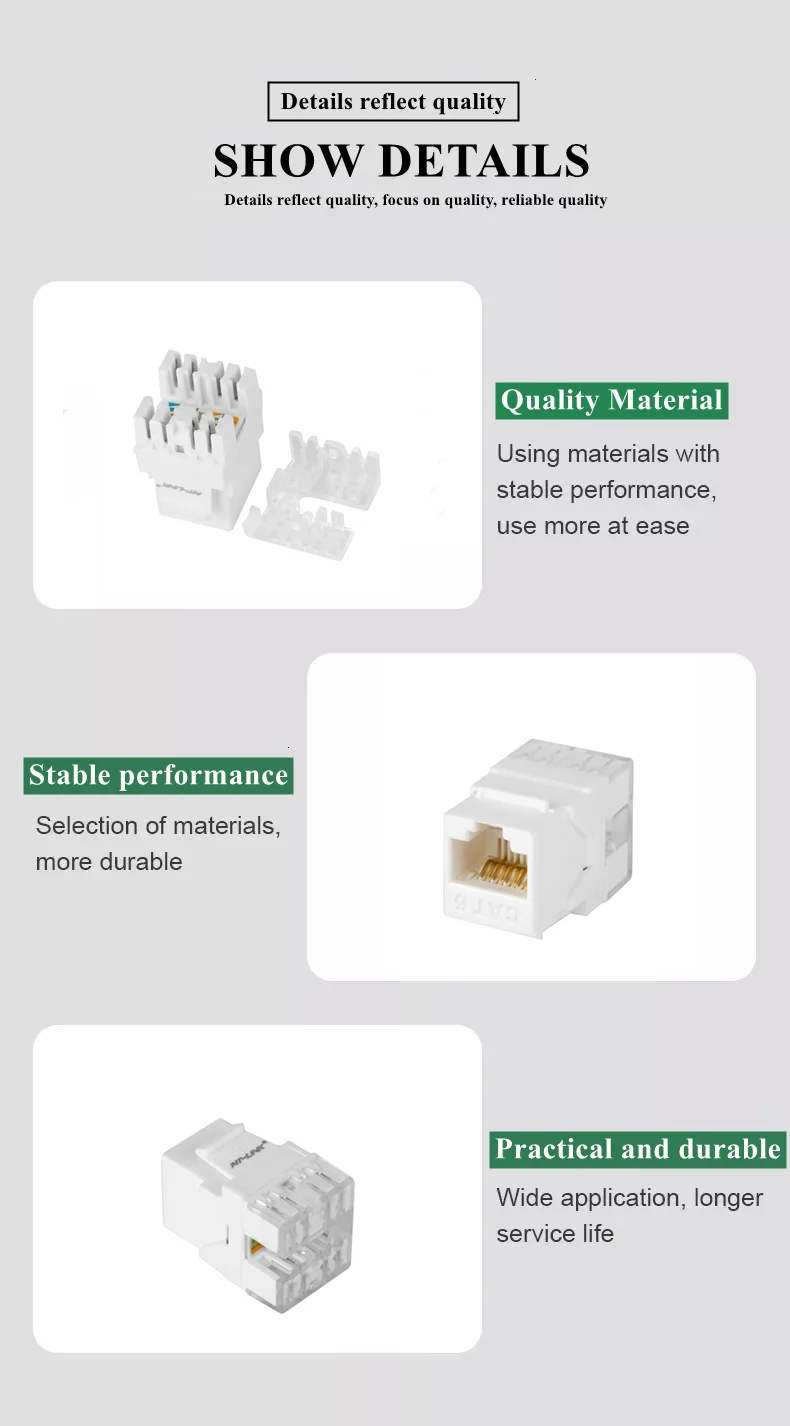 Utp Cat6 Rj45 Keystone Jack 180 Degree Keystone Jack Cat5e Network - Buy Female Utp 8p8c Coupler ...