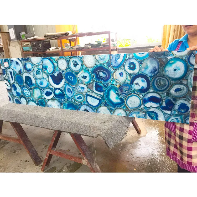 Blue Agate Slab - Translucent Wall Decor for Luxury Homes