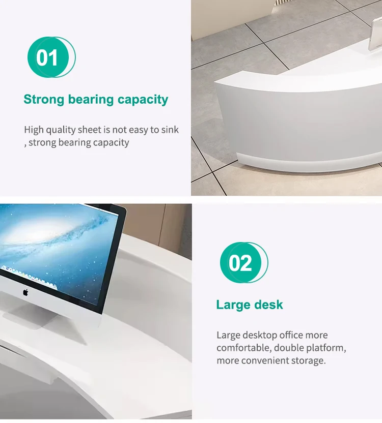 Minimalist Curved Reception Desk For Office Clinic Beauty Salon ...