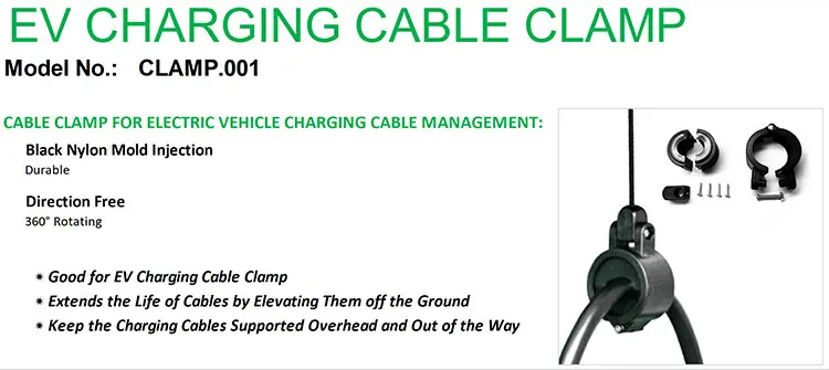 L2 Ev Charger Cable Retractor Clamp Black Nylon Clamshell Level 2 22kw ...