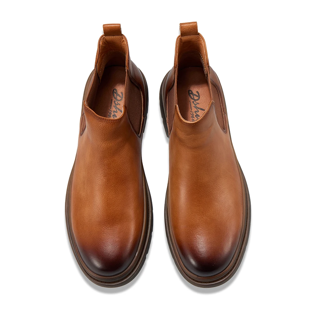 Mens Formal Genuine Leather Chelsea Boots for Men Durable Brown Casual ...