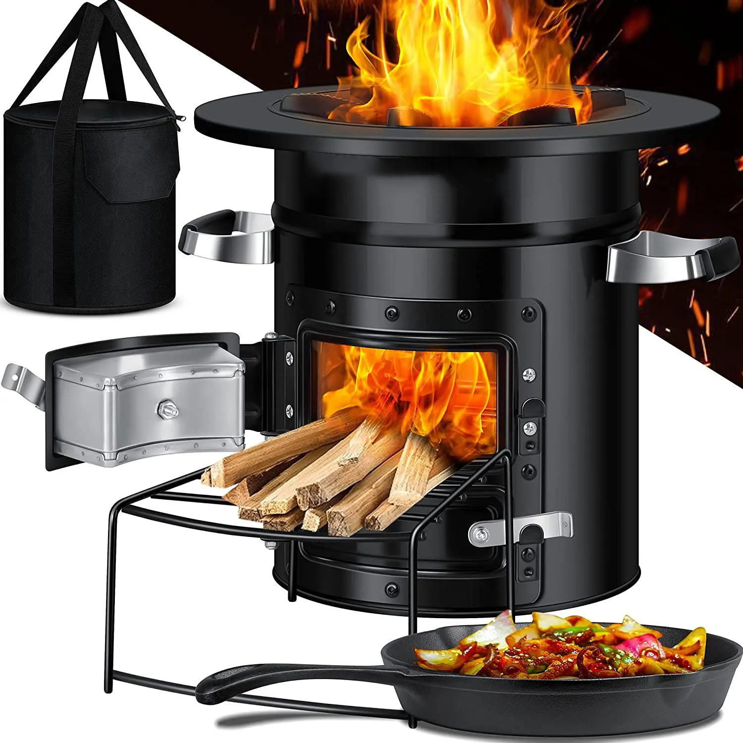Two Doors Wood Burning Biomass Wood Stove for Outdoor BBQ