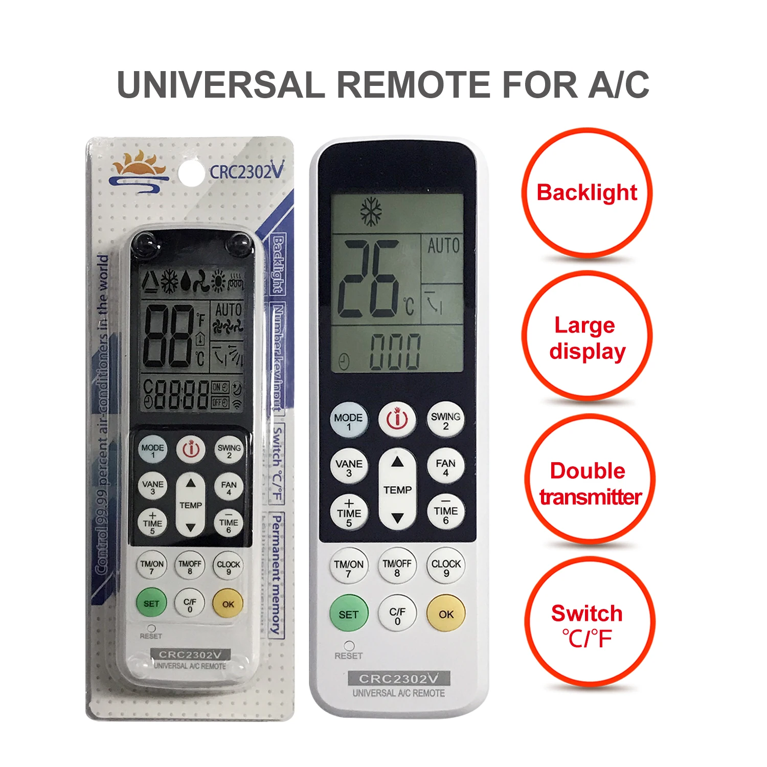 SYSTO CRC2302V UNIVERSAL A/C UNIVERSAL AIR CONDITIONER REMOTE CONTROL ...