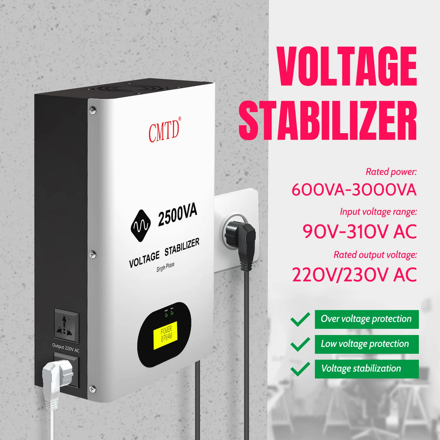 Sunchonglic 2000VA 220V AC Single Phase Voltage Regulator/Stabilizer ...