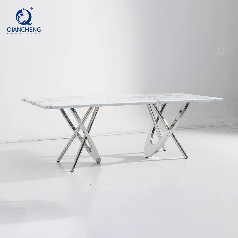 Qiancheng Minimalist Complete Marble Dining Set 200cm Luxus Esstisch ...