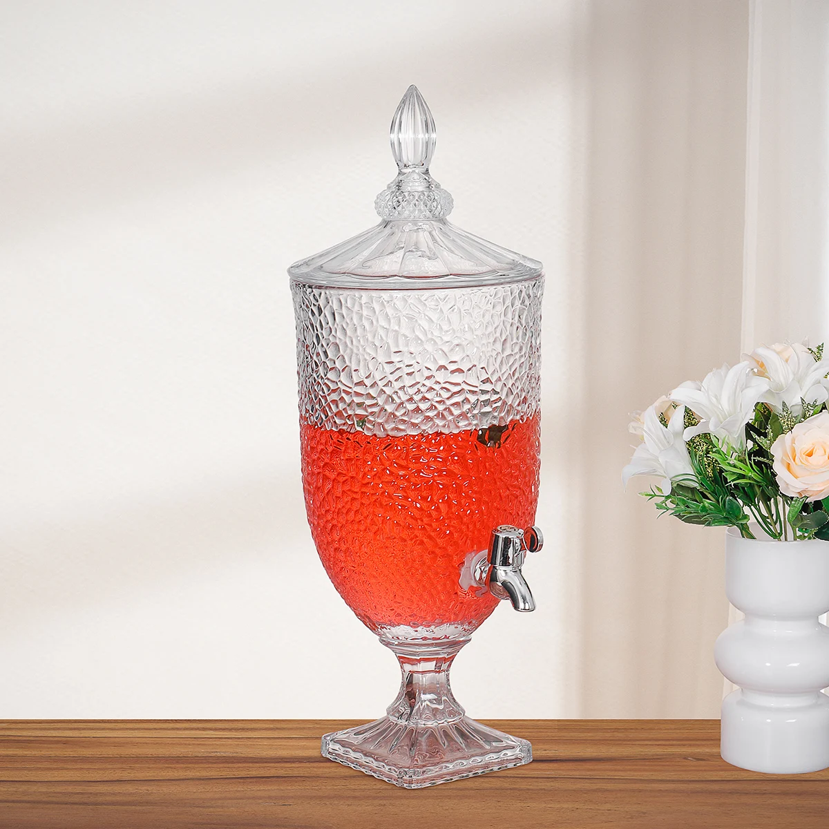Factory 4.8L Glass Beverage Dispenser Custom Engraved Fruit Infuser ...