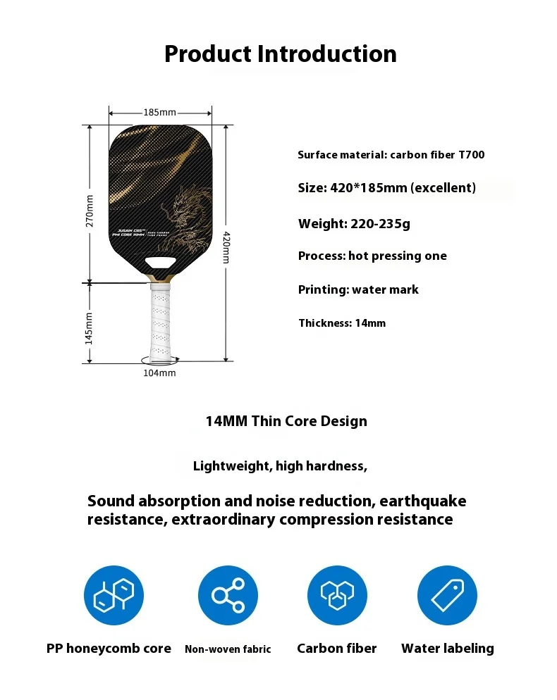 USAPA Standard Pickleball Paddler Racket Honeycomb Core Gearbox Pro ...