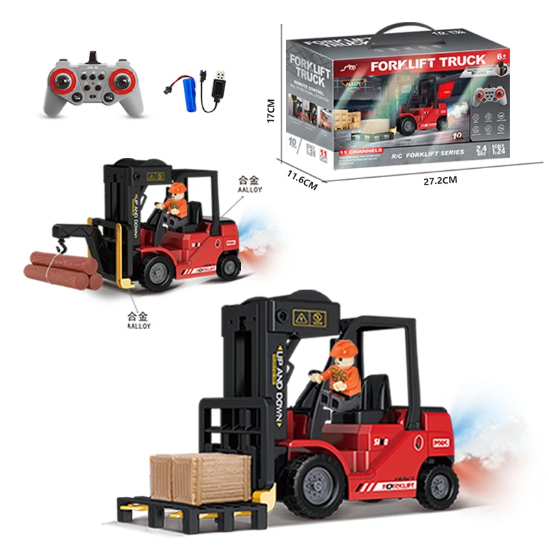 2.4ghz Remote Control Die-cast Forklift Toys With Spray Cool Lights ...