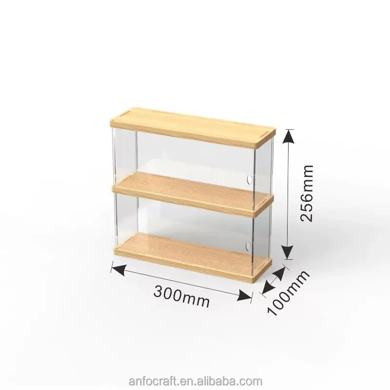 2-Level Clear Acrylic Display Case, Dustproof Showcase for Collection ...