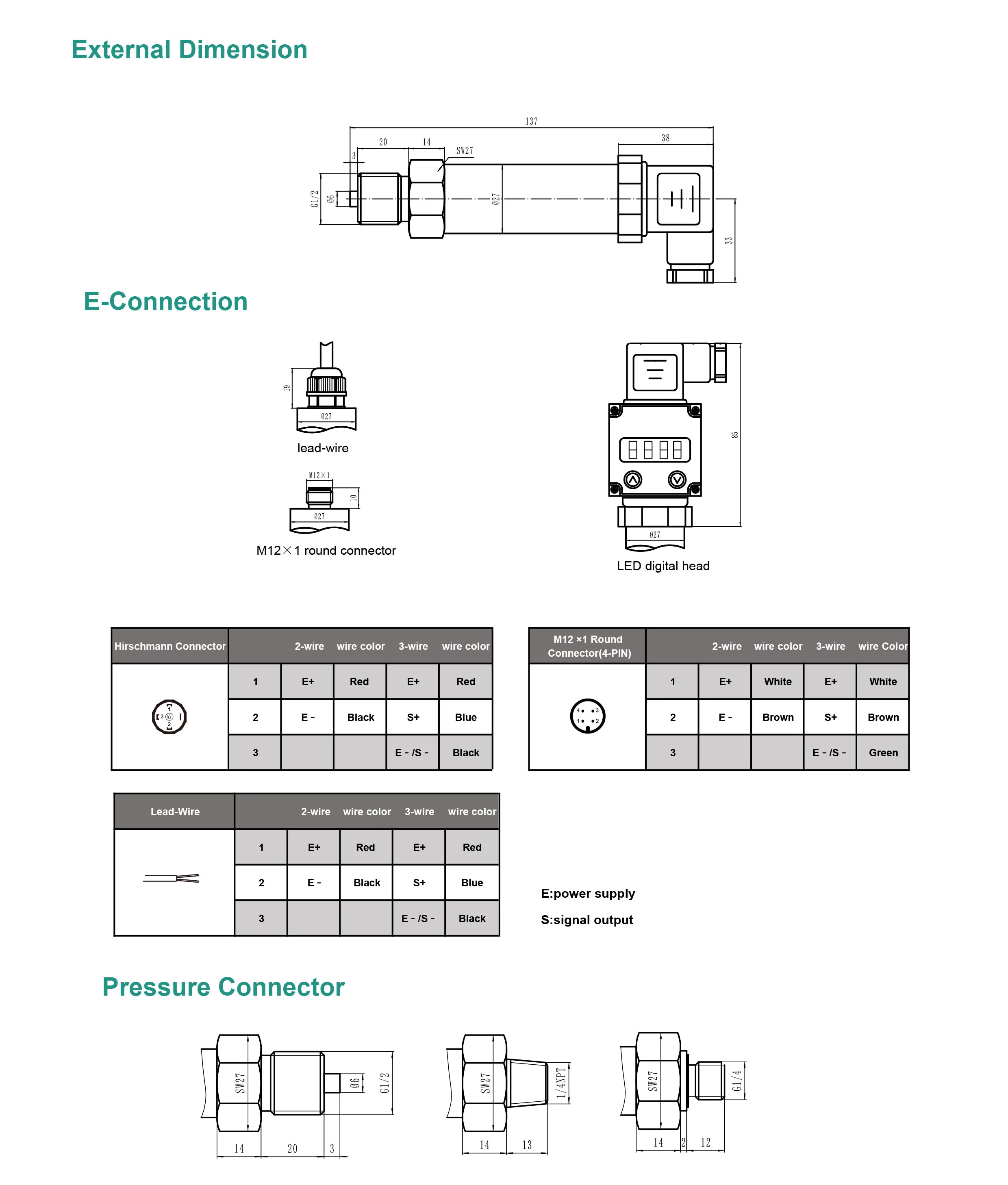 Pt210 Stainless Steel Pressure Transmitter 0-10 Bar 0-5v 4-20 Ma 0-100 ...