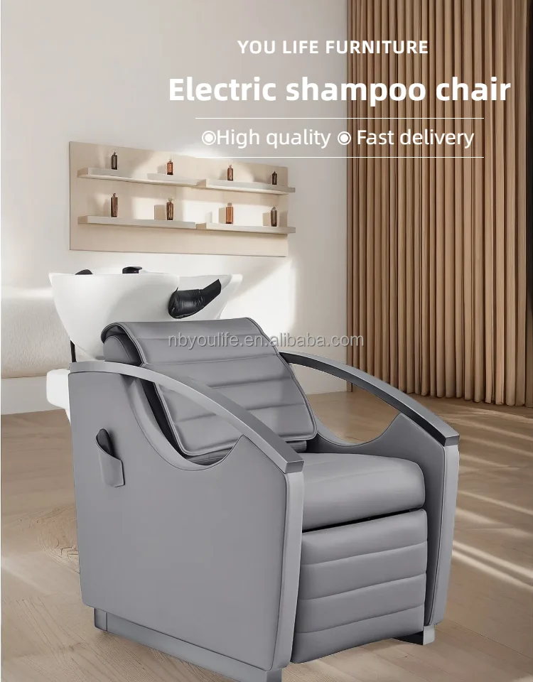 Adjustable Footrest Electric Hair Washing Salon Shampoo Chair with ...