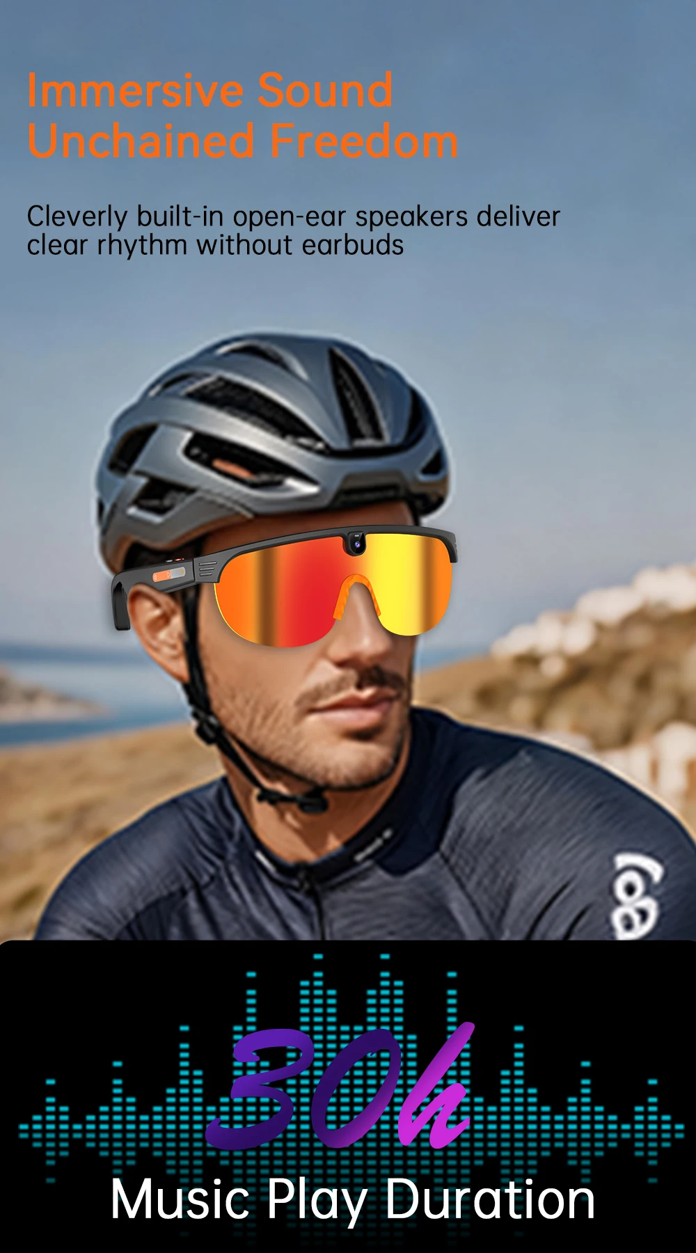 AIMB-G5 Sport AI Smart Glasses UV Protection 8MP Windproof Bluetooth Call Music Photo Touch ...