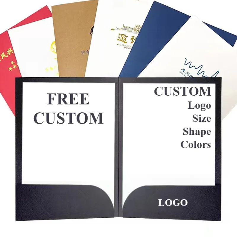 Custom Size Paper Folder Promotional Advertising 2 Pockets Fancy File ...