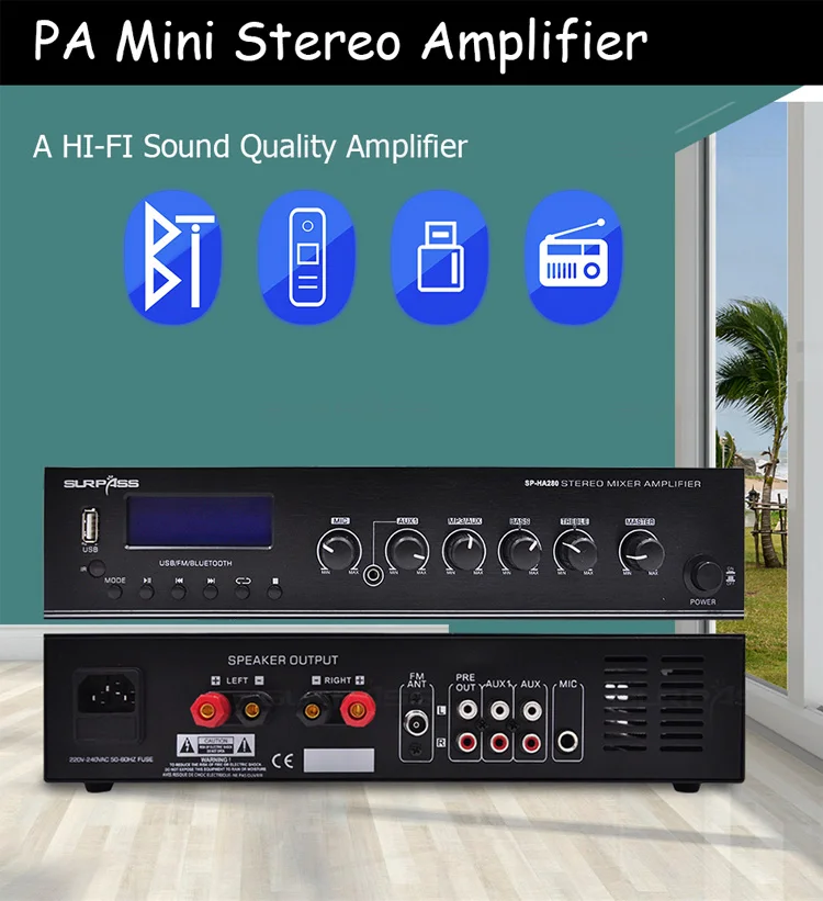 HA280 Mini Stereo Amplifier Public Address System Professional ...