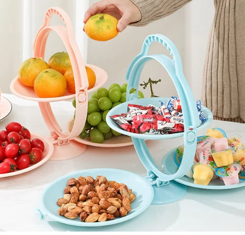 New Design 3 in 1 Creative Snacks Tray Folding Candy Fruits Plastic ...