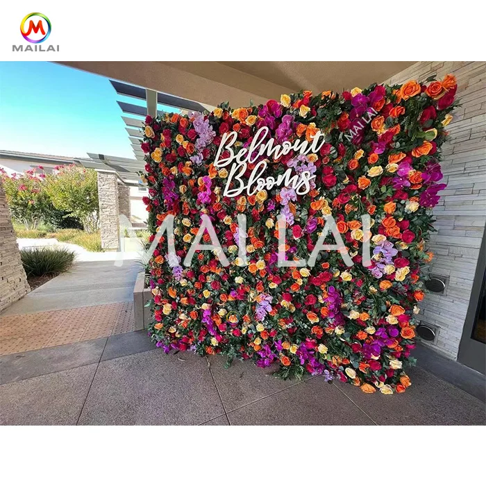 Custom Flower Wall 5D 3D White Roll up Cloth Wedding Decor Artificial ...