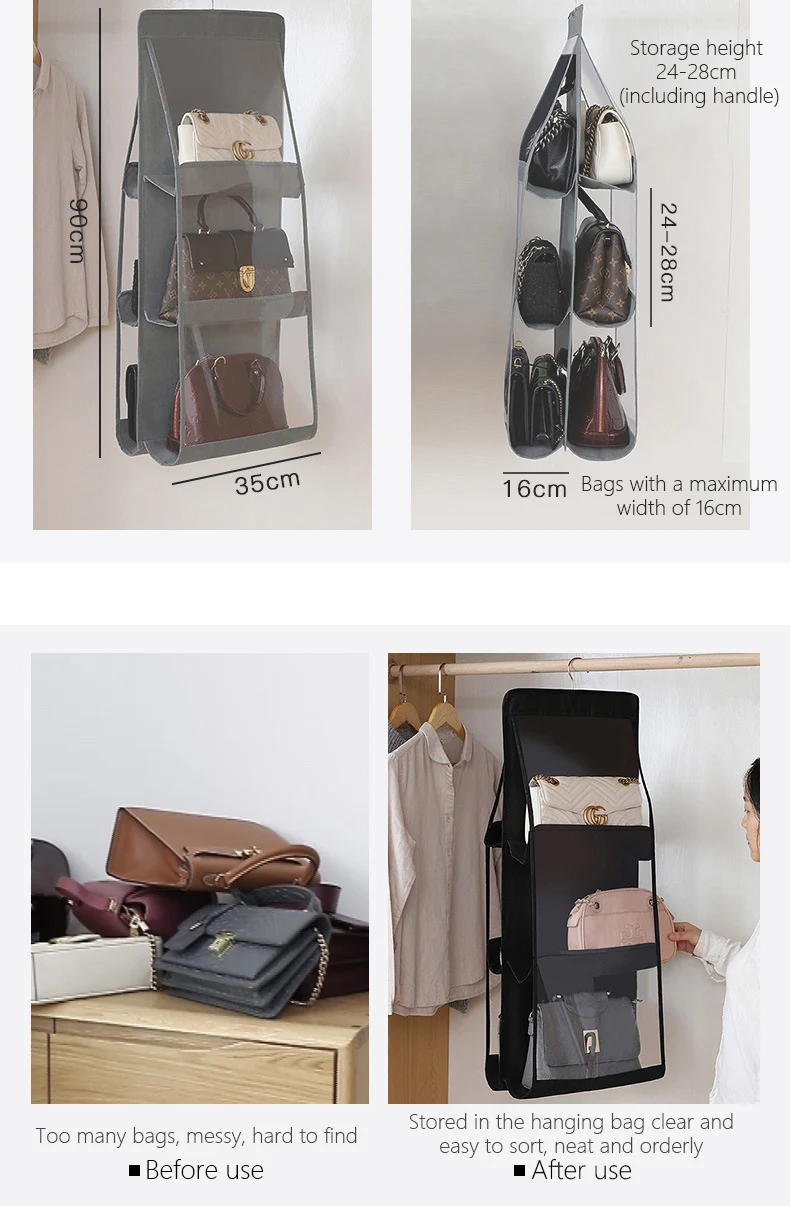 Home Handbag Hanging Organizer Foldable Closet Organizer Hangar Handbag ...