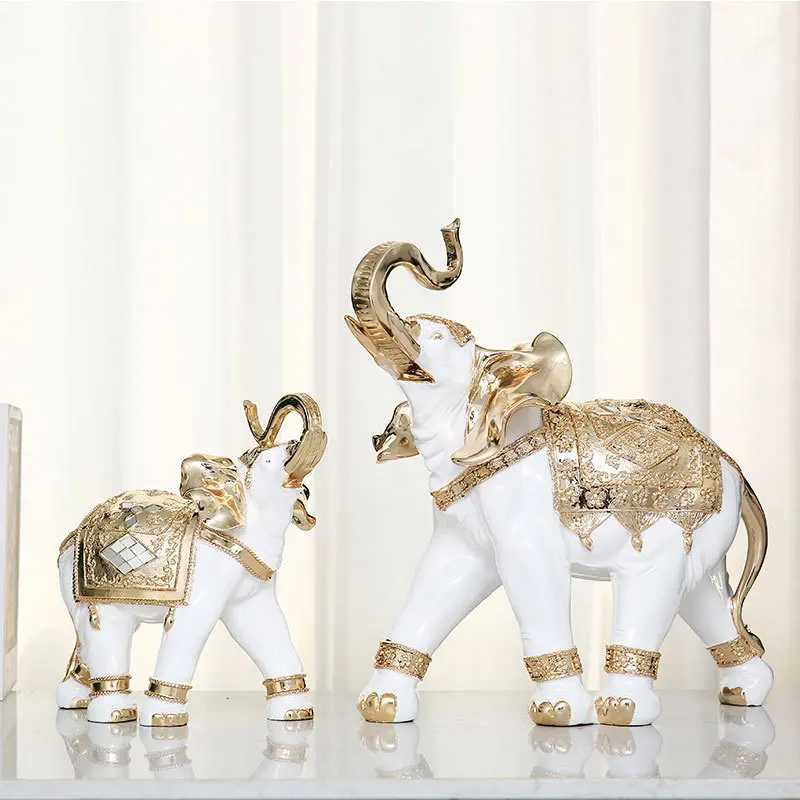 Creativity Animal Sculptures Rich Lucky Elephants Statue A Pair Of ...