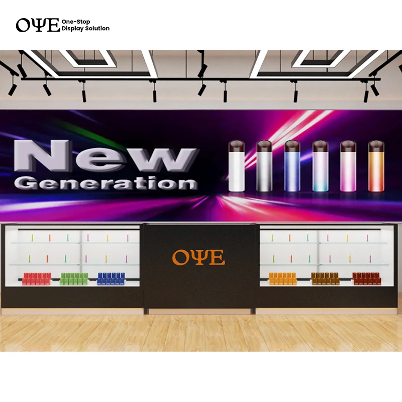 Customized Smoke Shop Interior Design Decoration Retail Glass Display ...