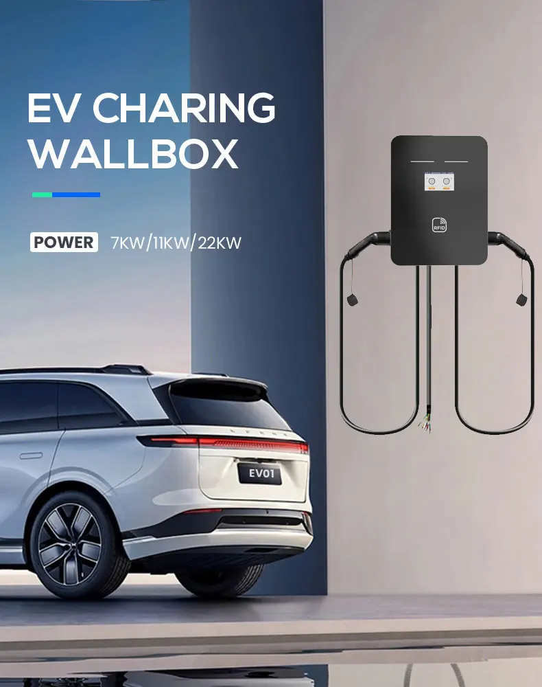 22kw Dual Gun Ocpp Ev Charger Station Type2 Commercial Wallbox 16a 380v ...