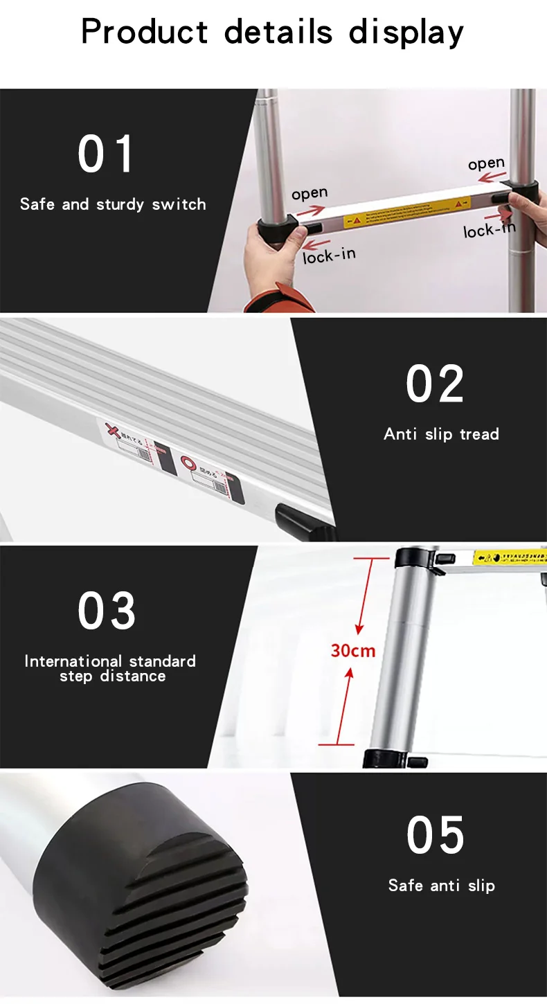 Double Telescopic Aluminum Ladder Mobile Ladder Outdoor Safety ...