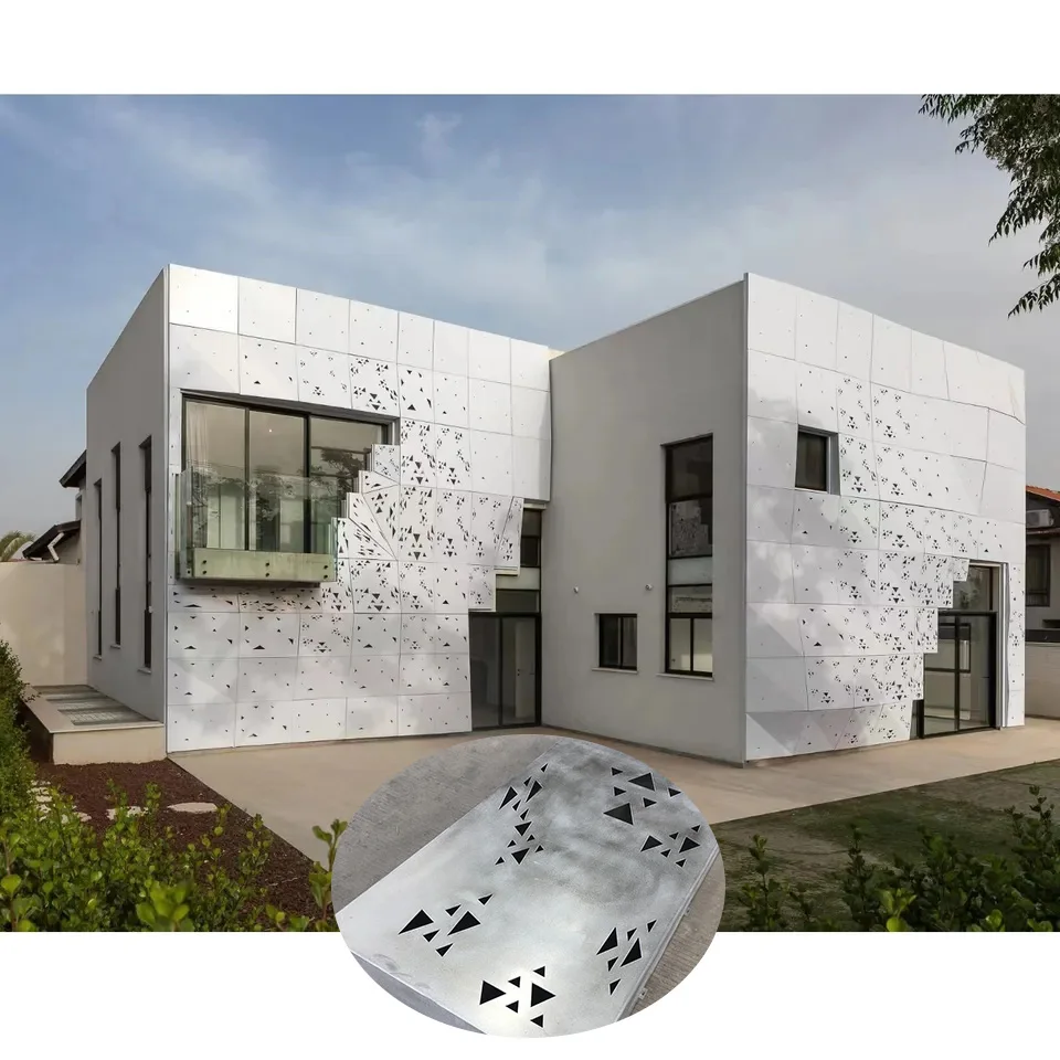 Modern Red Aluminum Cladding with Perforated Design for Restaurant ...