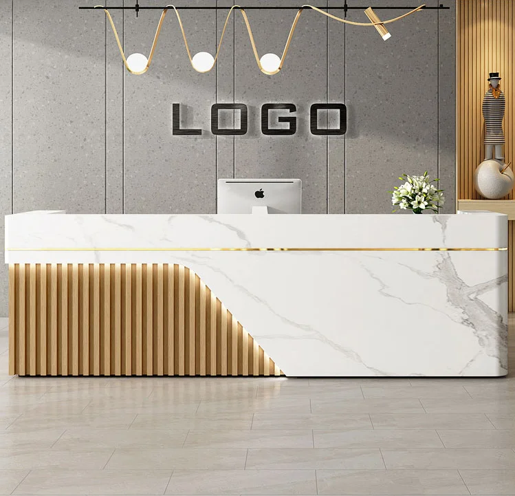 Luxury White Front Desk Counter - Ideal for Hotel Reception