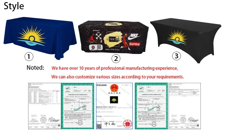 Sunshine Custom 4ft 6ft 8ft Logo Table Cover Wholesale Fitted Polyester ...