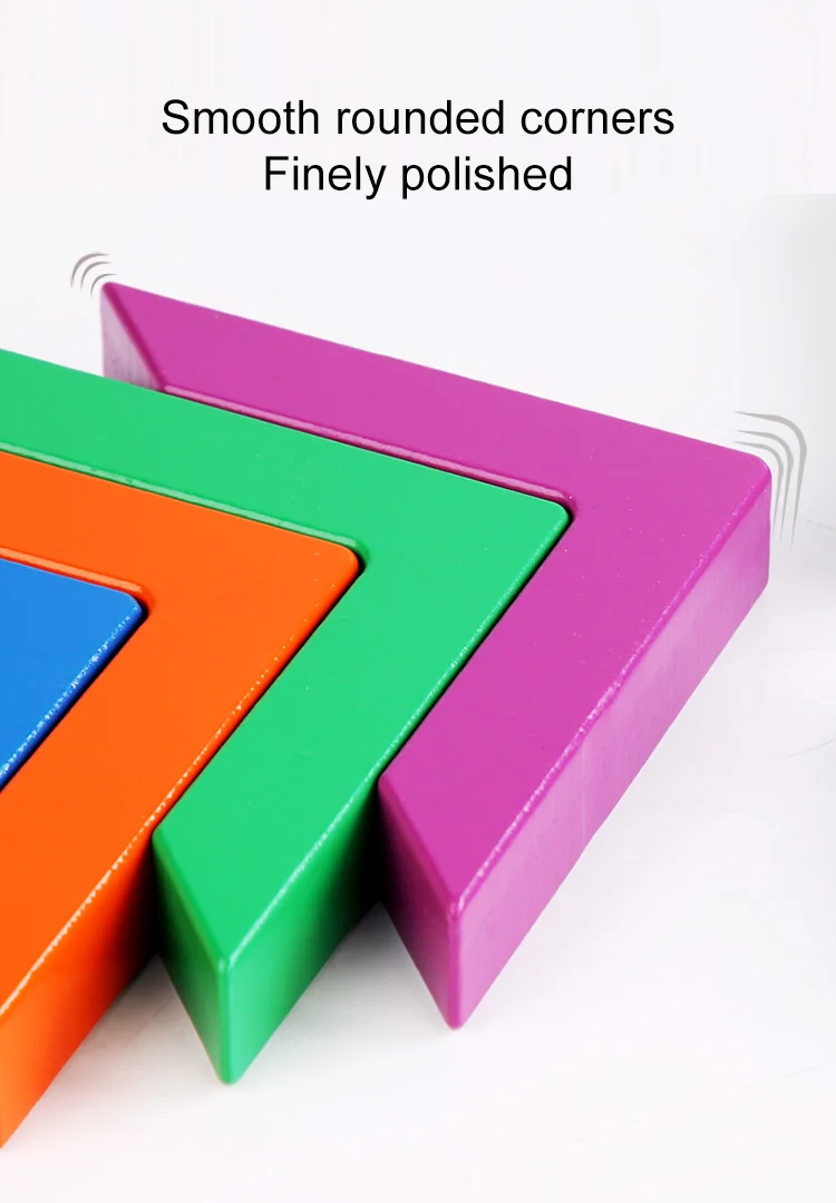 Wooden Rainbow Stacking Game Stack Stacker Geometry Building Blocks ...