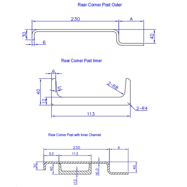 Shipping Container Assemble Container Rear Corner Post Inner and Outer ...